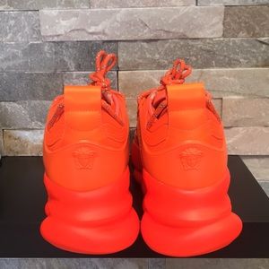 Versace | Shoes | Versace Mens Orange Chain Reaction Sneakers | Poshmark